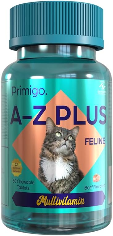 Primigo A-Z Plus Feline Multivitamin - Beef Flavor Chewable Tablets fo ...